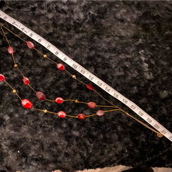 Erica Lyons | Jewelry | Erica Lyons Red Stone Gold Bead Necklace ...